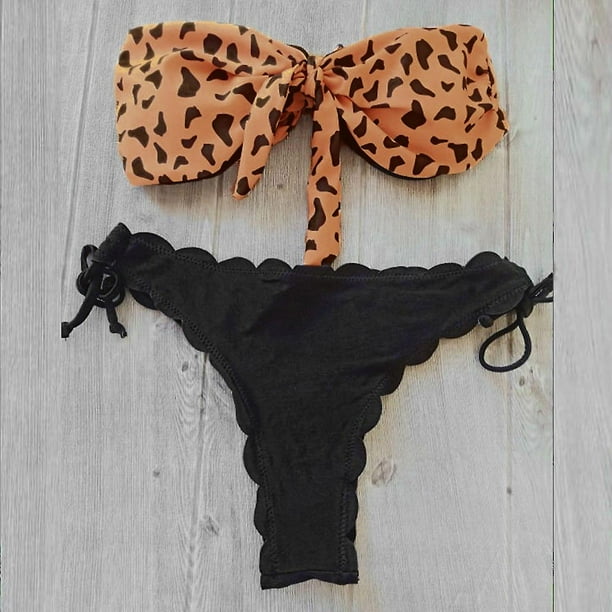 Women Sexy Leopard Bikini Swimsuit Swimwear Two Piece Bikini Set