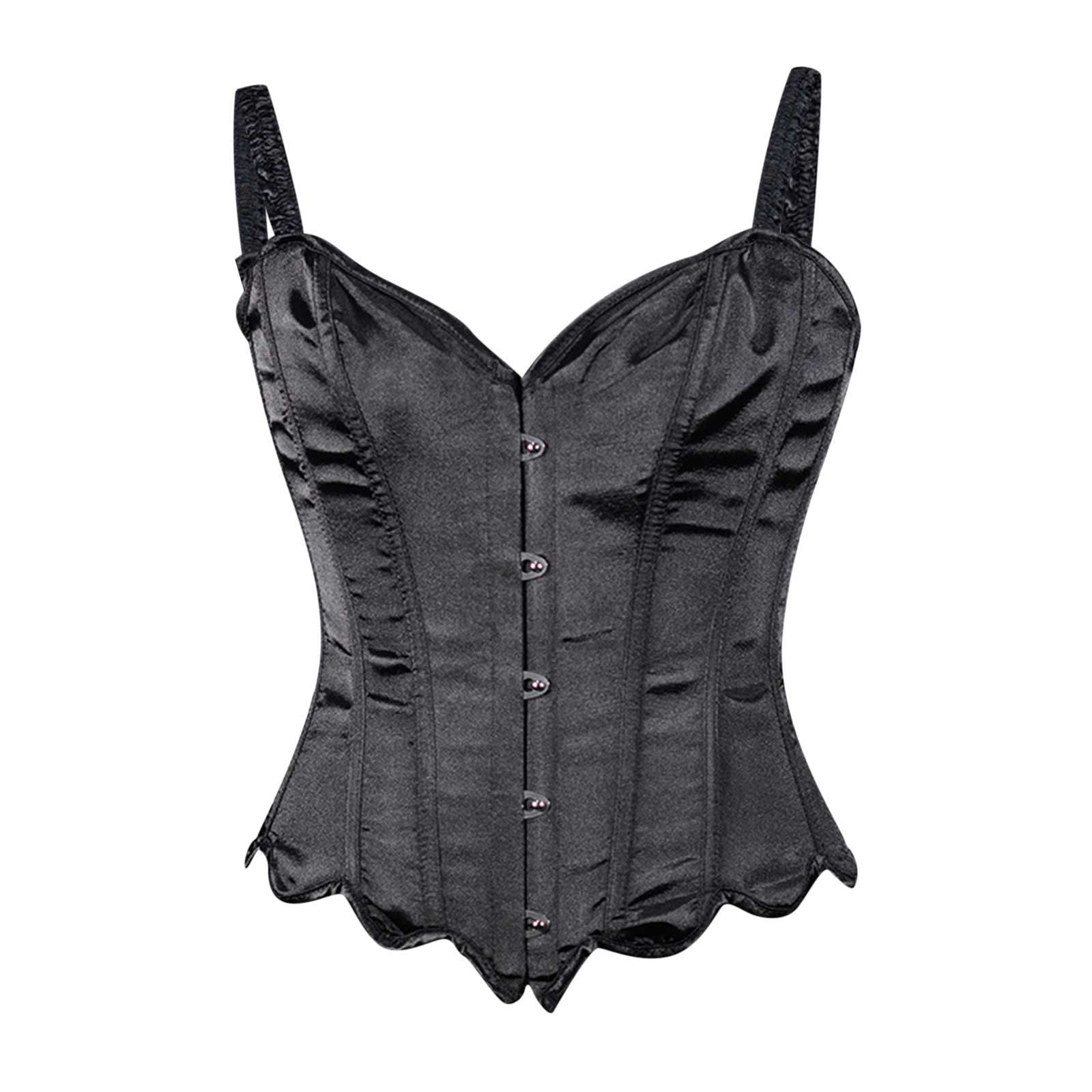 Women's Satin Plain Pure Bustier Top Burlesque Basque Shaper Boned ...