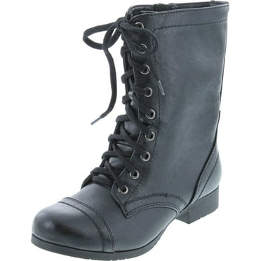 Link Mango-61K Girls Zipper Military Combat Boot, Black, 3 - Walmart.com