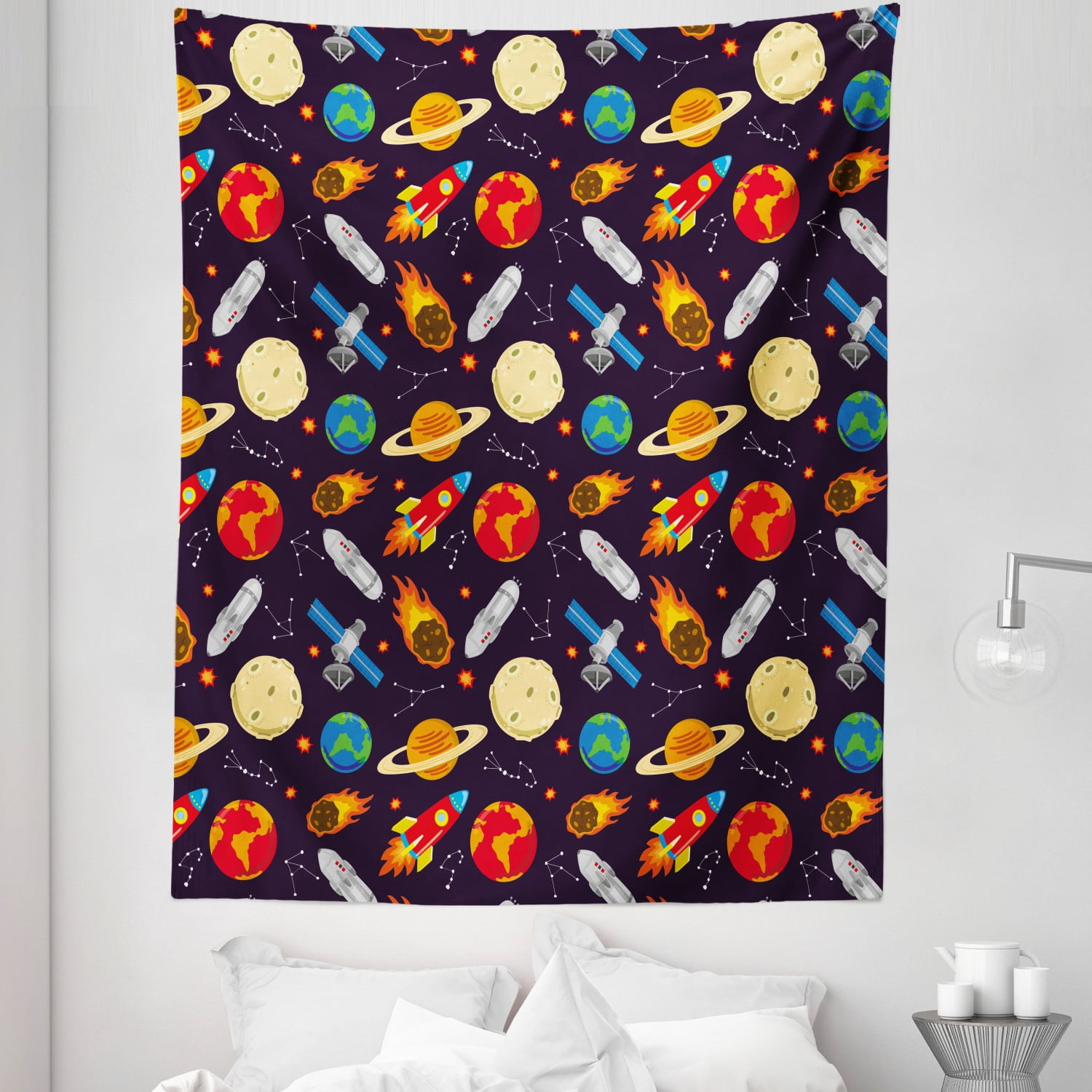 Space Tapestry, Universe Themed Illustration with Earth Moon ...