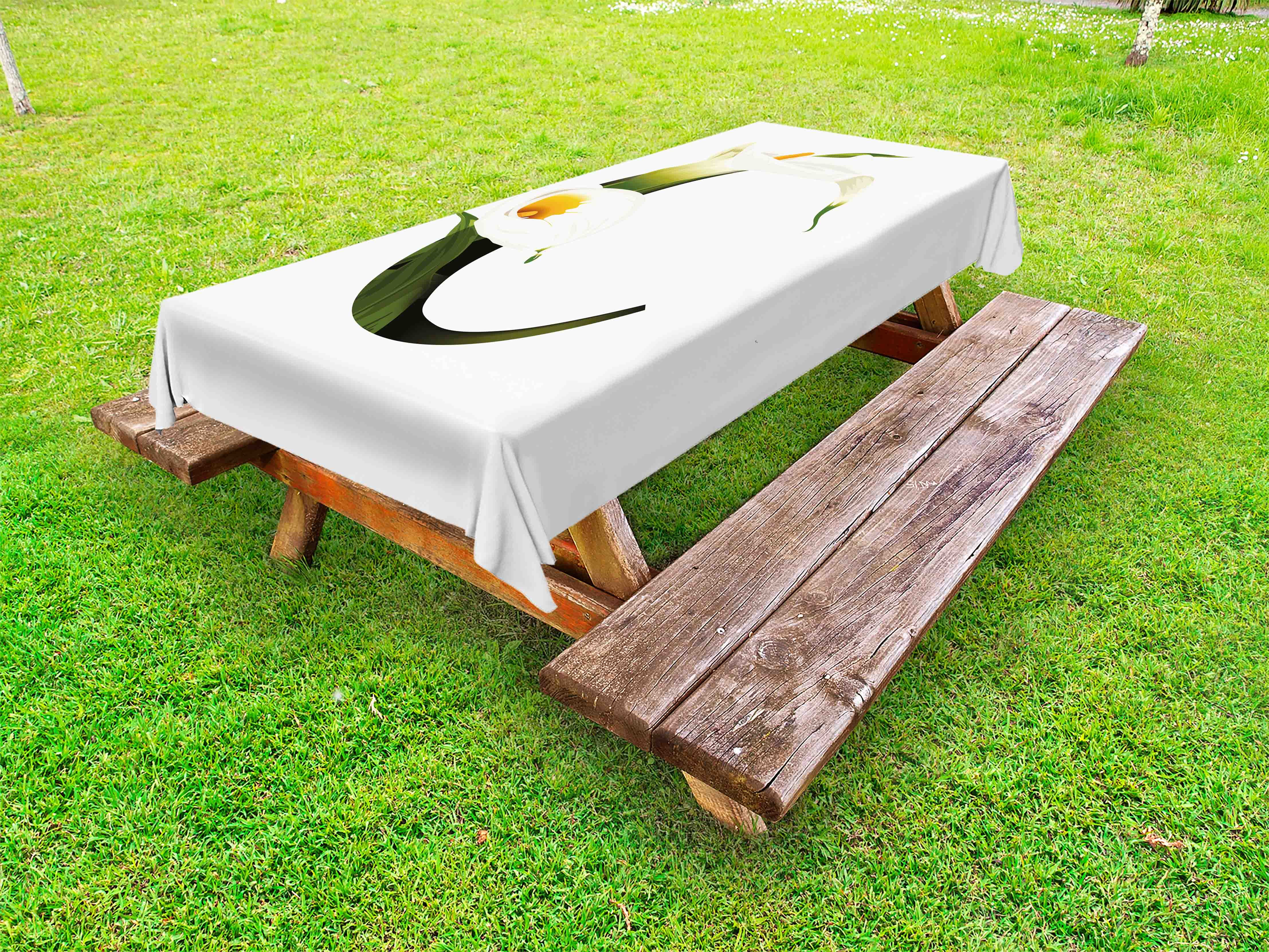 Letter C Outdoor Tablecloth, White Lily Flower Nature Inspirations Art ...