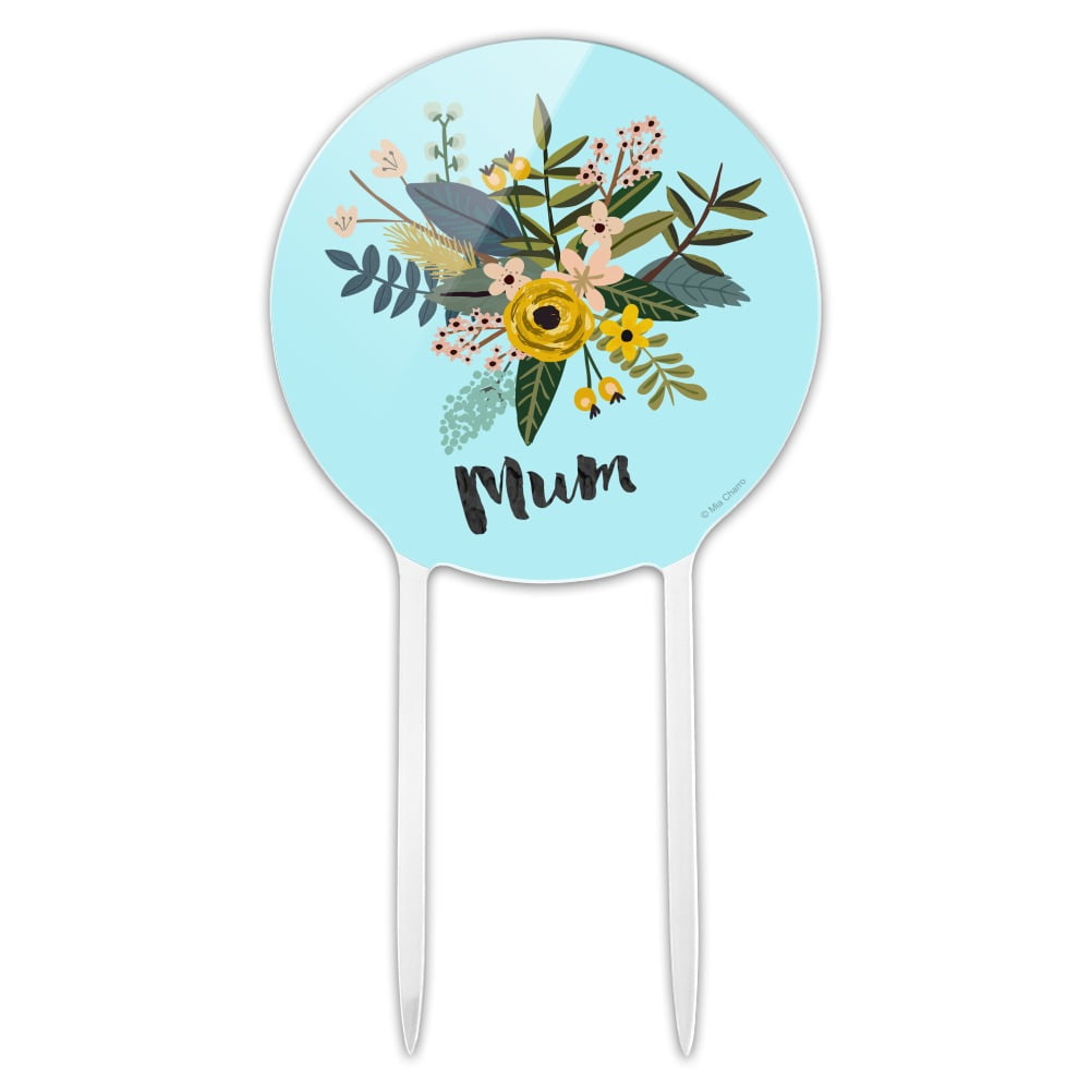 Acrylic Mum Mom with Flowers Mother's Day Cake Topper Party Decoration ...