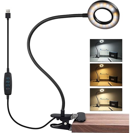 USB Clamp Desk Lamp, 3 Light Modes and 10 Brightness Levels USB LED ...