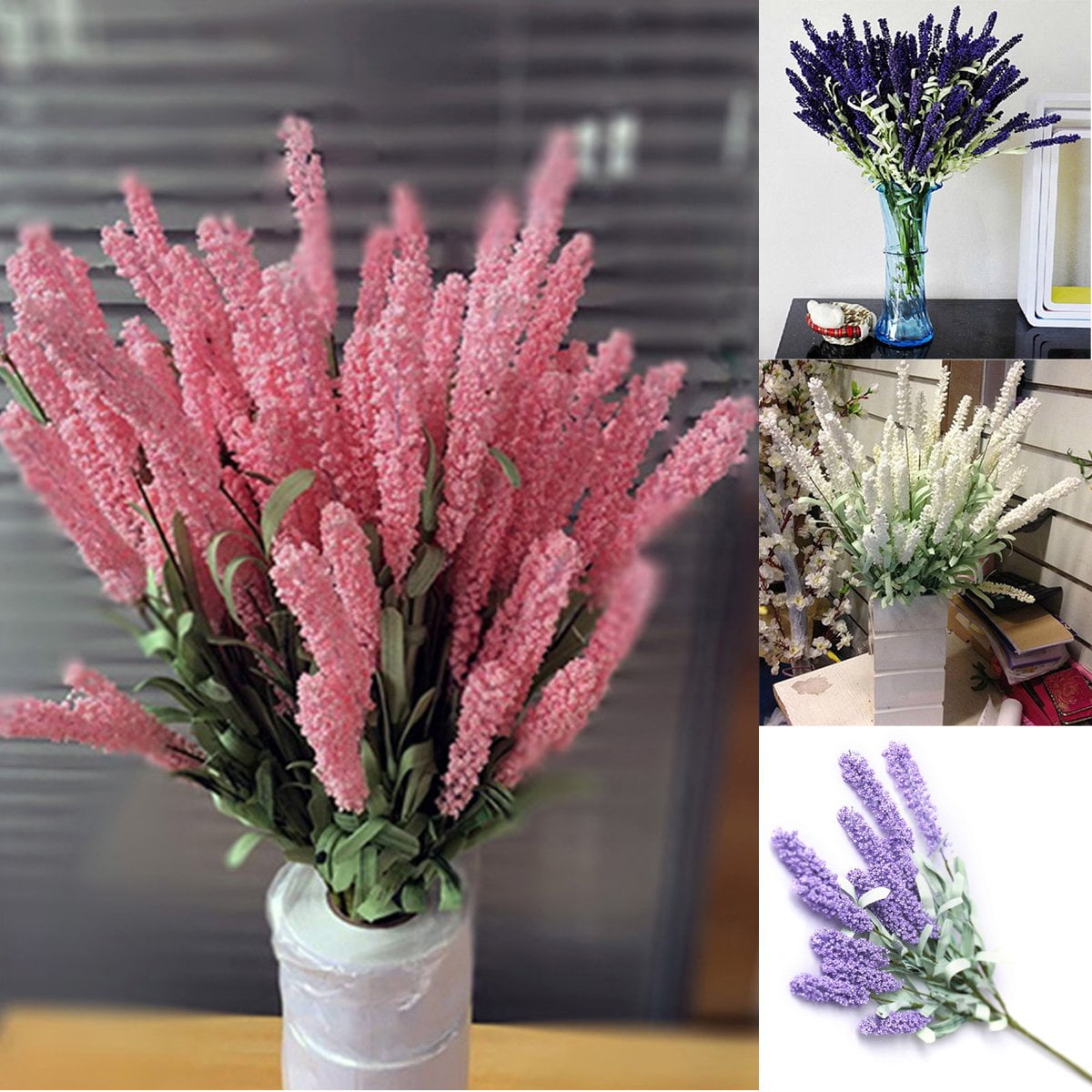 1 Bundle 12 Heads Artificial Flower Lavender Bouquet, High Simulation ...