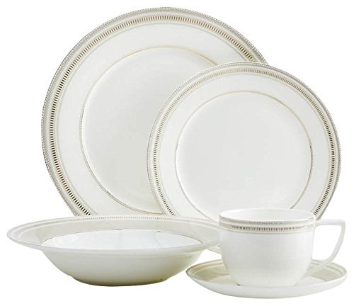 Safdie & Co. AM02318 Taupe & Gold Milano Dinnerware Set, White ...