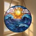 Round Ocean Wave Stained Glass Style Suncatcher – Beach Window ...