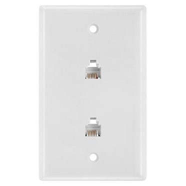 Leviton White Dual Phone Jack Wall Plate 6P4C 625B3 Duplex Telephone ...
