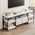 180x40x65cm White Low Profile TV Cabinet, Five Open Storage ...