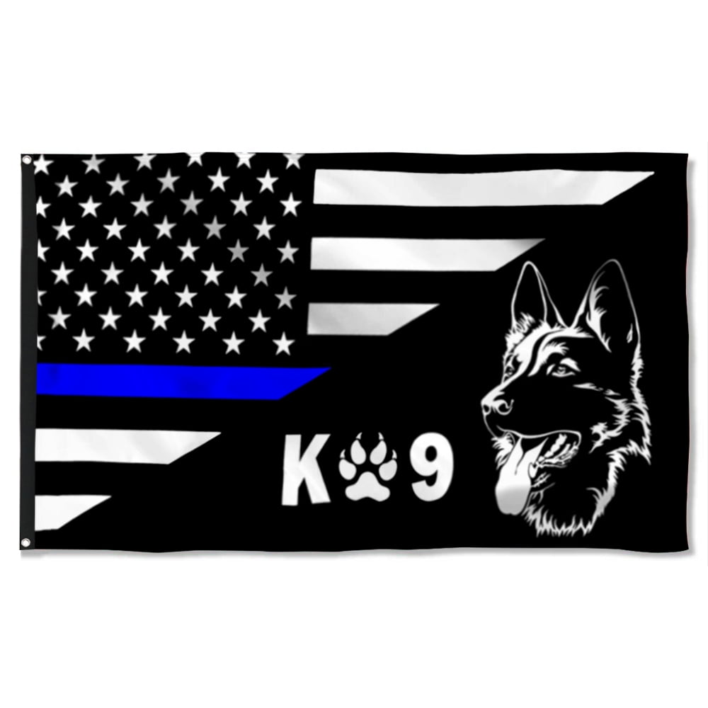 Cayyon Police Flag Thin Blue Line Police Dog K9 German Shepherd Grommet ...