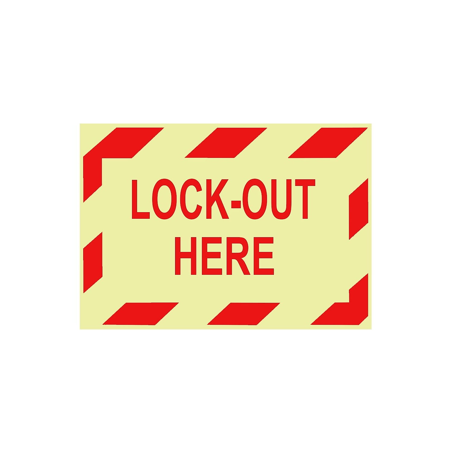 National Marker Glow Labels-Lock-Out Here 3X5 Adhesive Vinylglow 5/Pk ...