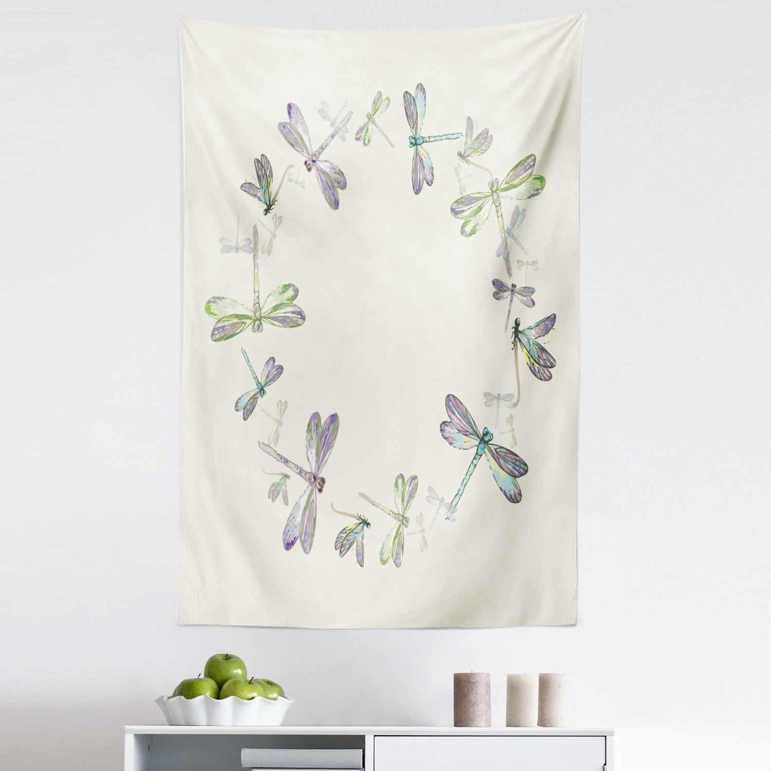 Dragonfly Tapestry, Dragonflies in Circular Formation Hand Drawn ...