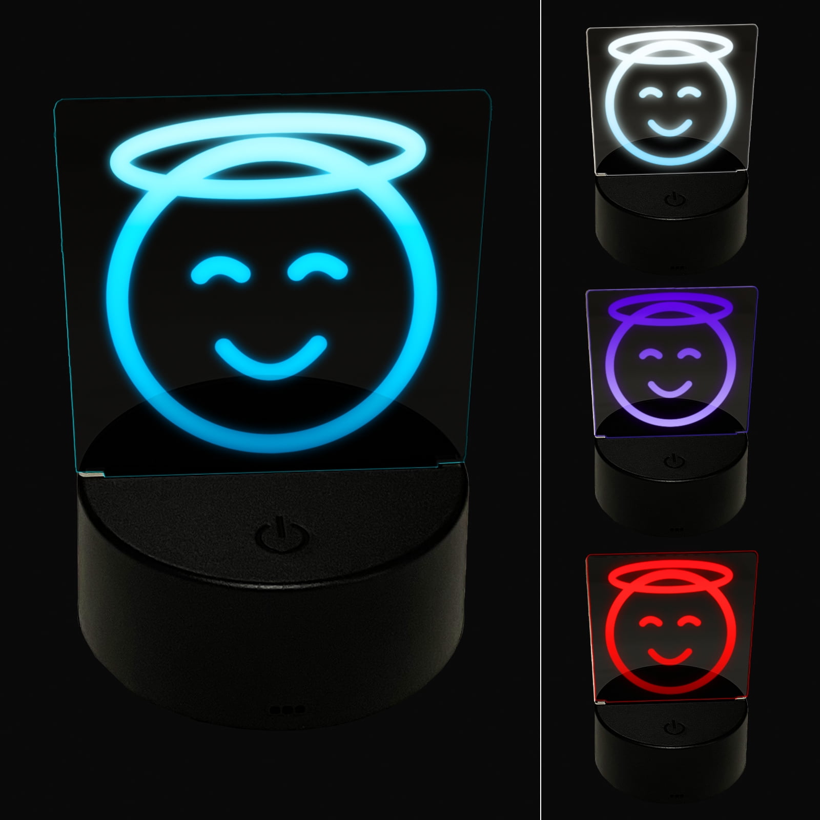 Angel Face Halo Emoticon LED Night Light Sign 3D Illusion Desk ...