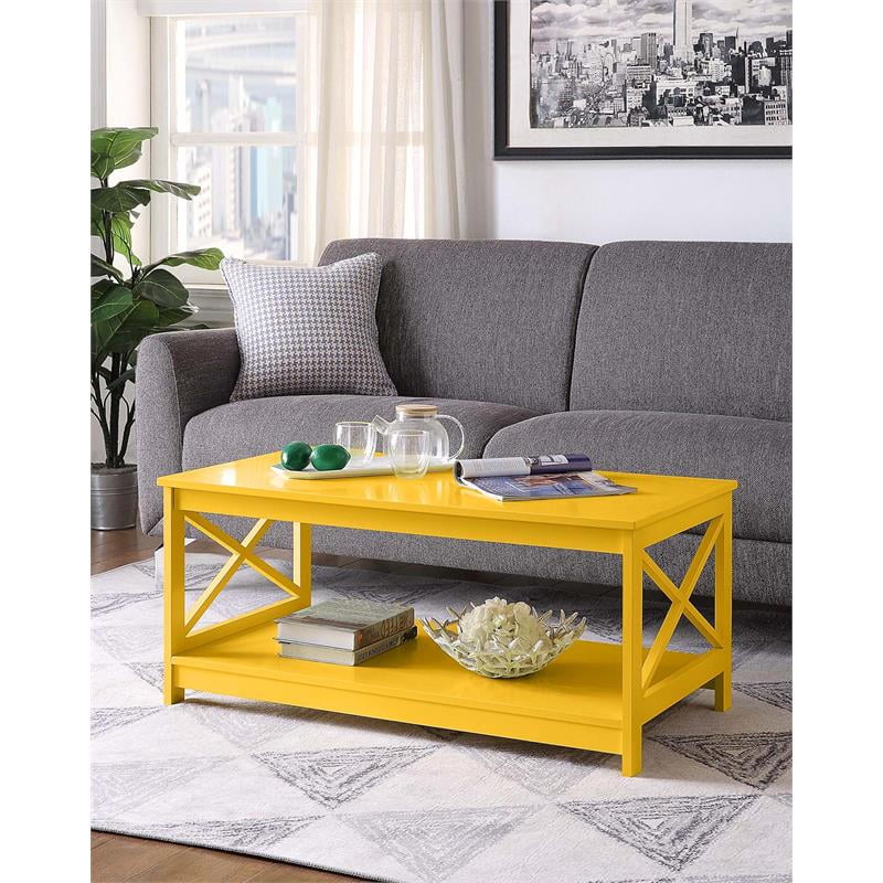 Pemberly Row Coffee Table in Yellow Wood Finish - Walmart.com