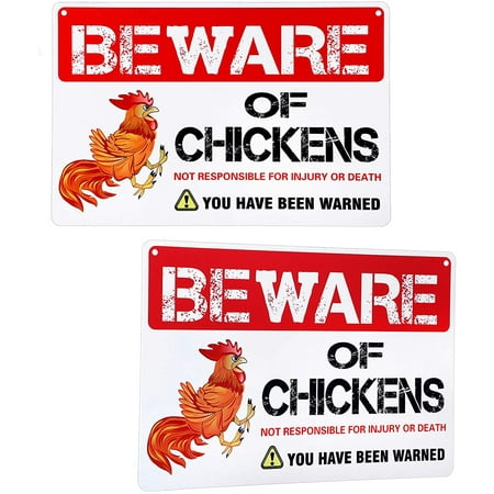 2 Pieces Beware of Chicken Sign Chickens Warning Sign Funny Chicken ...