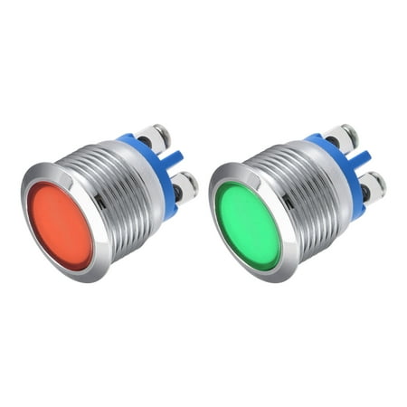 Uxcell M16 12V Panel Mount Waterproof Metal LED Indicator Signal Light ...
