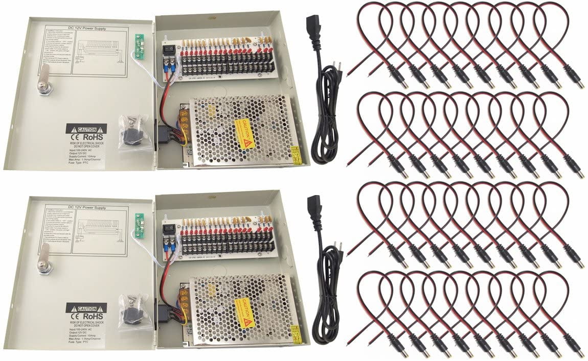 Evertech 18 Channel 12V DC 10 Amp Power Supply Distribution Box with ...