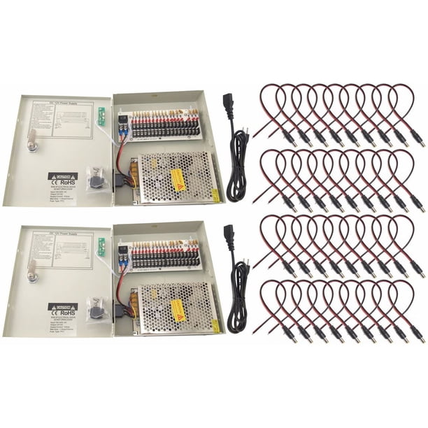 Evertech 18 Channel 12V DC 10 Amp Power Supply Distribution Box with ...