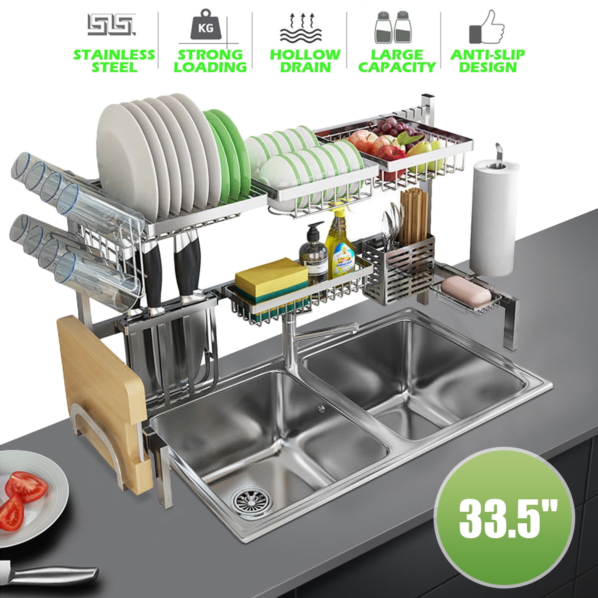 34 Dish Drying Rack Over Sink Drainer Shelf Storage Rack Kitchen
