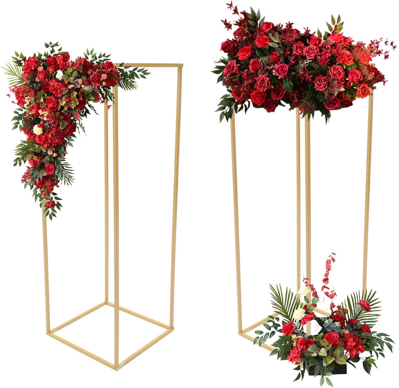 Miumaeov 2Pcs 80cm Wedding Flower Vase Tabletop Flower Stand Gold Floor ...