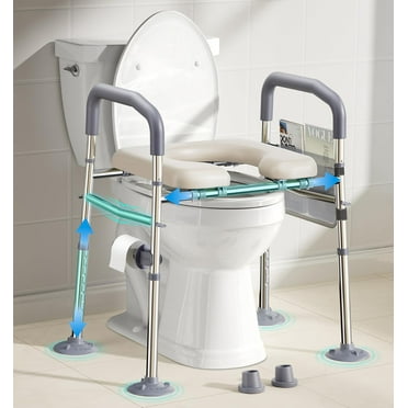 Raised Toilet Seat with Handles, Adjustable Height & Width, 500lb ...