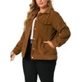 Unique Bargains Women's Plus Size Winter Boyfriend Corduroy Jackets 4X ...