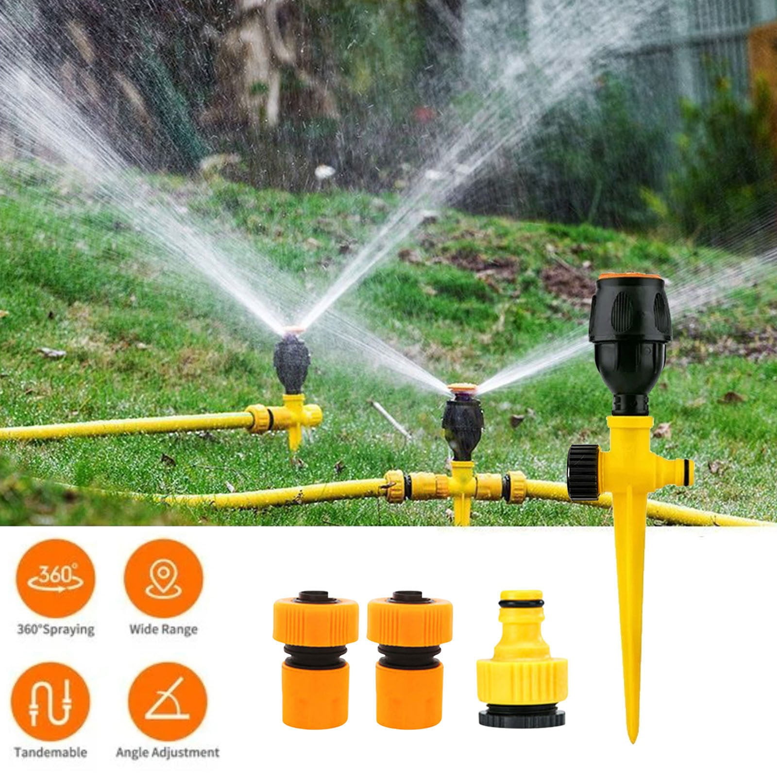 YiFudd Above Ground Sprinkler System, 360掳 Rotation Auto Irrigation ...