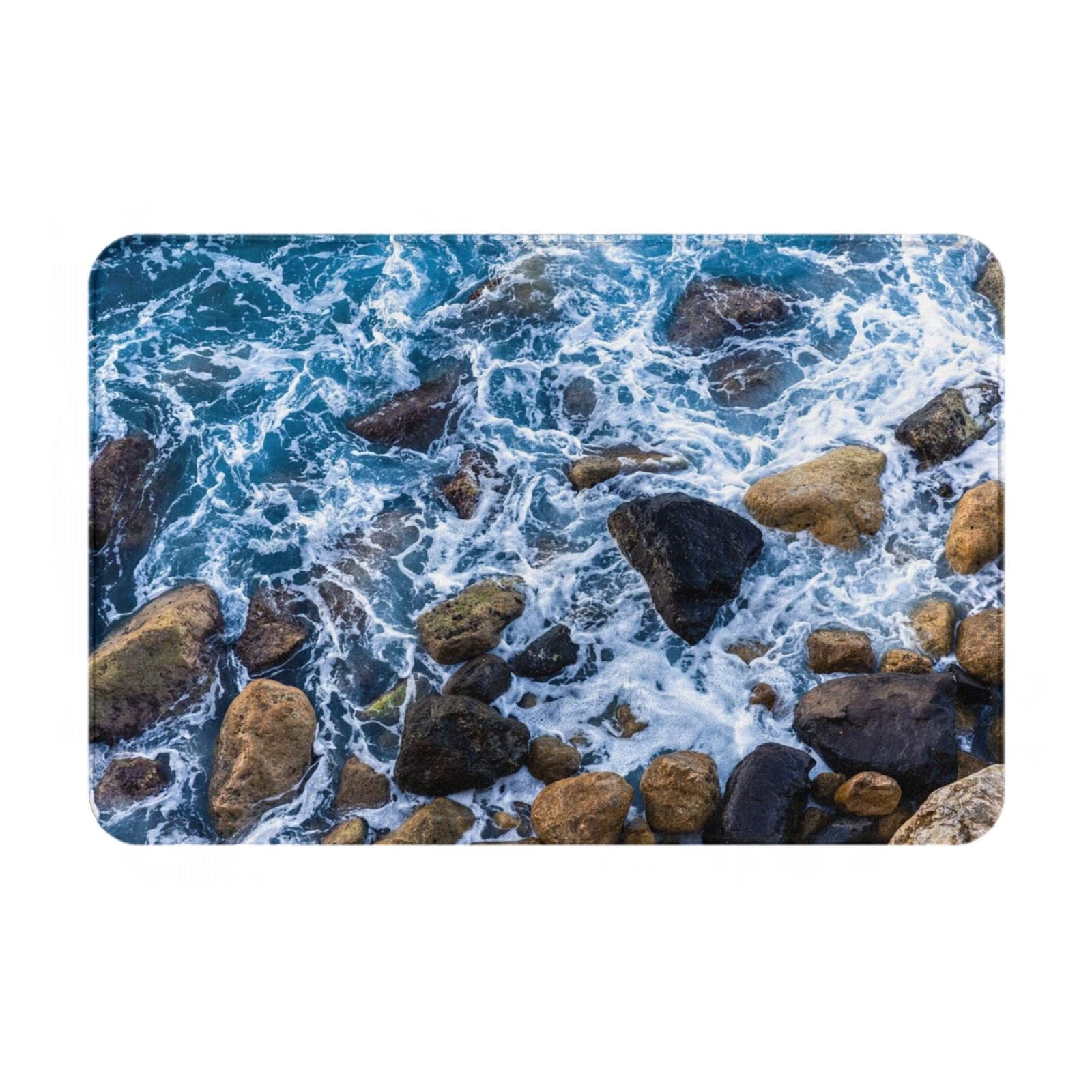 Sea Stones Print Bathroom Carpet and Door Mat Non-Slip Super Bath Mats ...