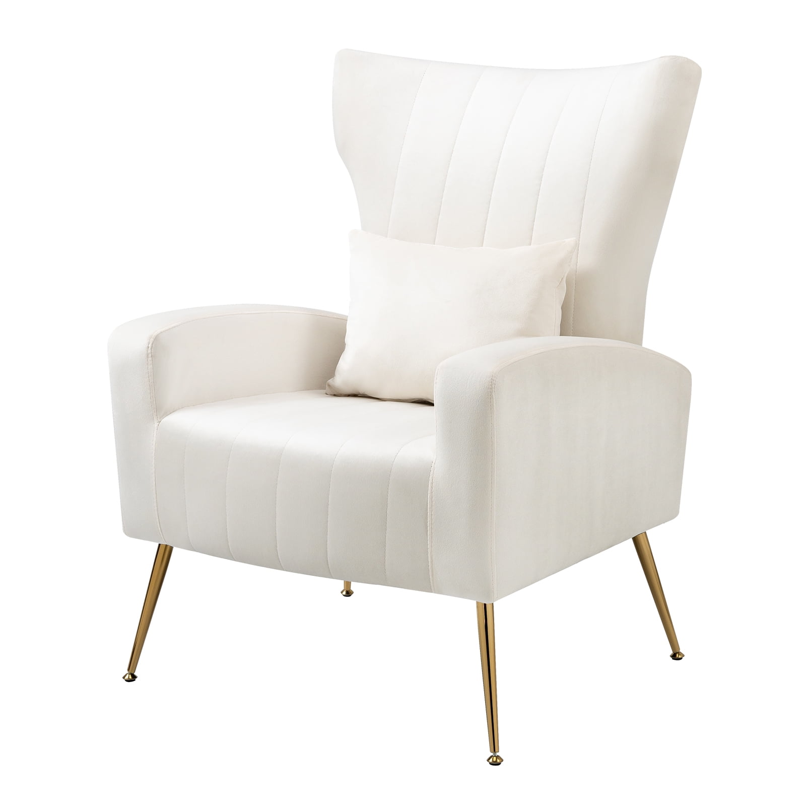 Newnno Living Room Chairs Velvet Accent Chair with Lumbar Pillow, High ...