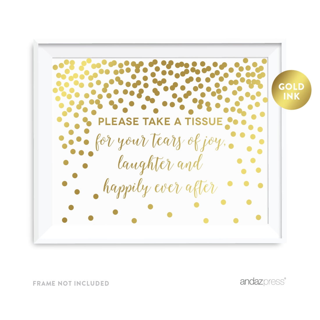 Metallic Gold Confetti Polka Dots 8.5x11-inch Party Sign, Please Take A ...