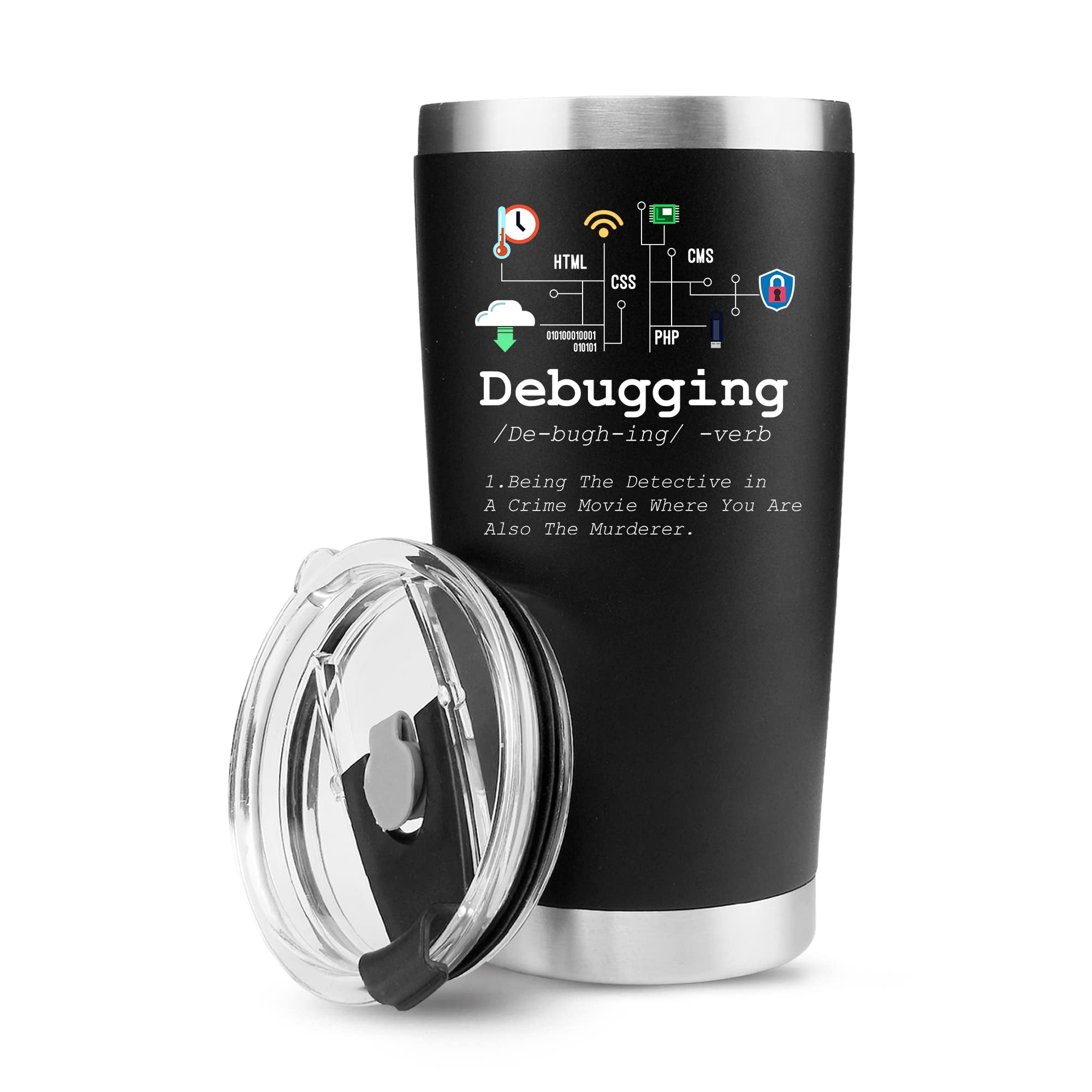 Debugging Definition Computer Programmer Coder Vacuum Insulated Tumbler 20oz - Walmart.com