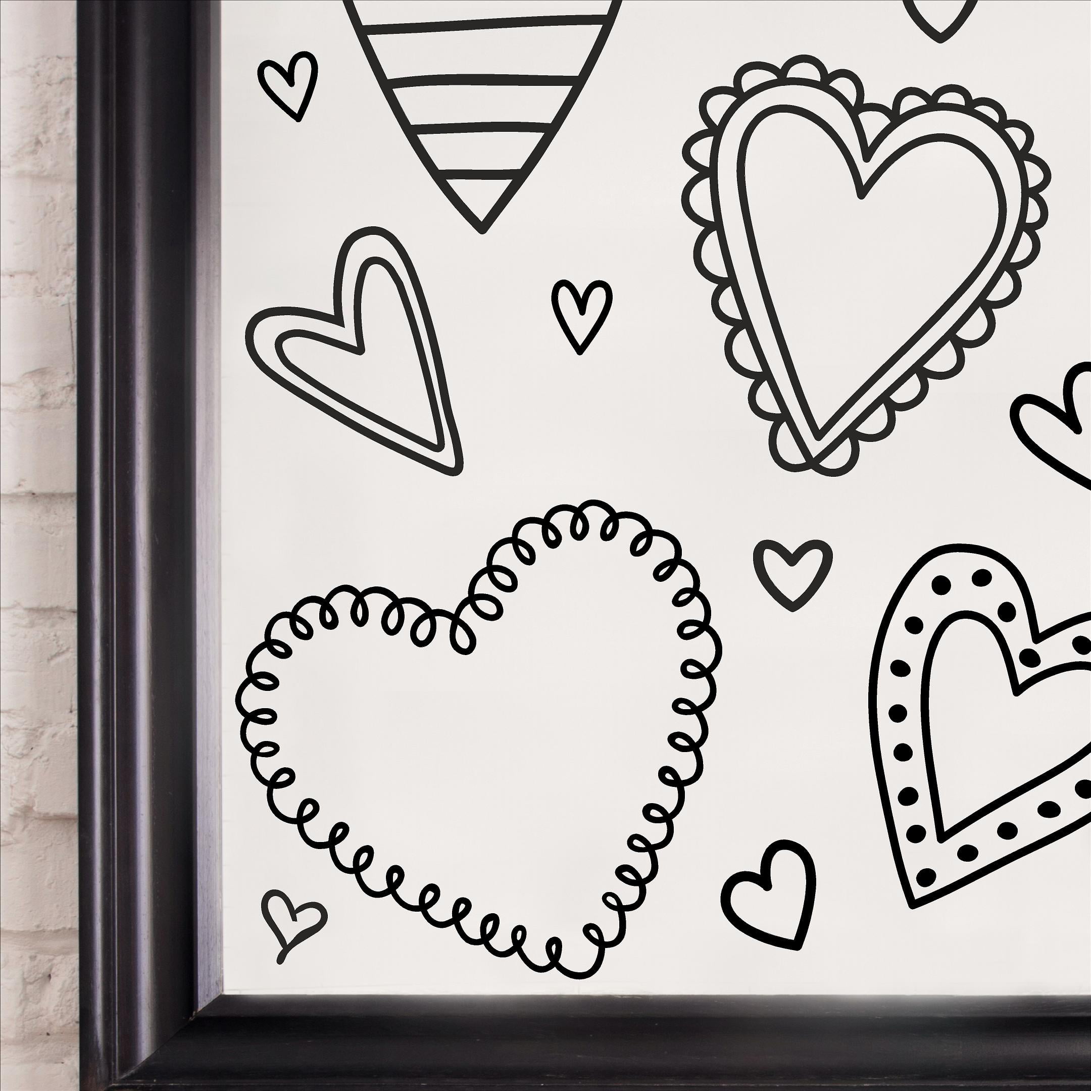 Hand Drawn Hearts Valentine's Decals and Decor Vinyl Lettering Decal ...