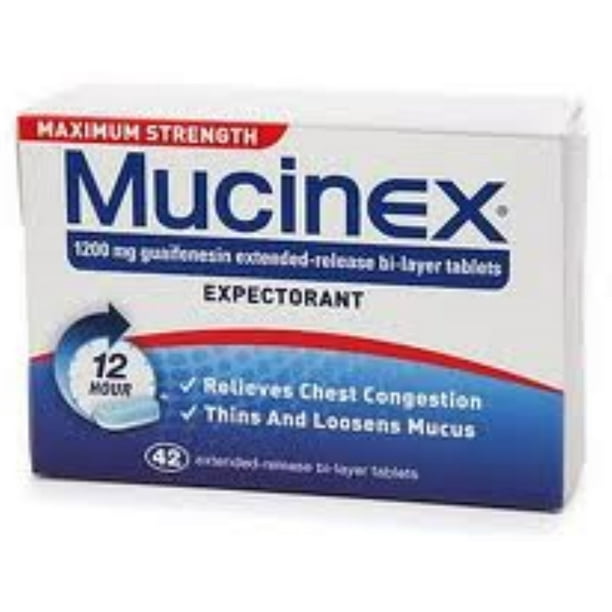 Mucinex 12 Hour Expectorant Tablets Maximum Strength 42 Tablets (Pack ...