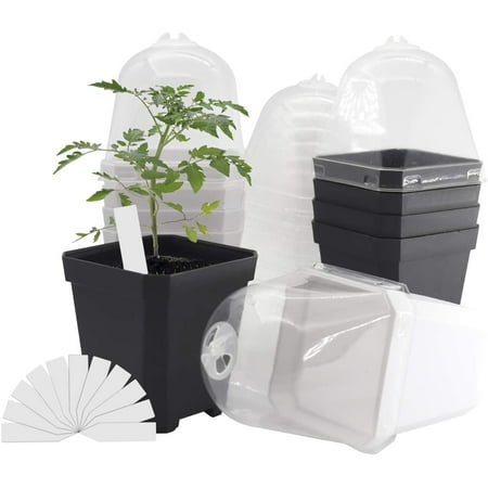 HHHC 10 Set Plant Nursery Pots with Humidity Dome,Seed Starter Tray ...