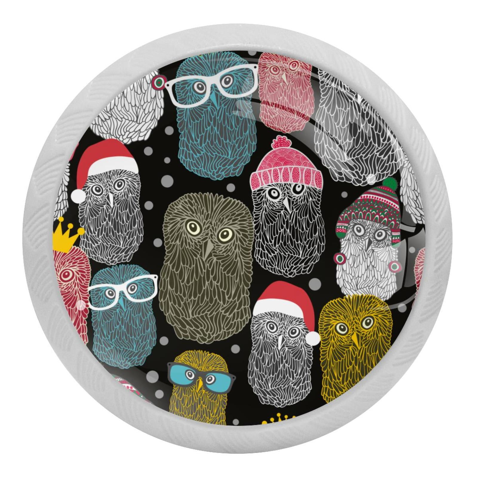 4PCS Round Owl Cabinet Fluorescence Knob Glowing in the Dark Furniture ...