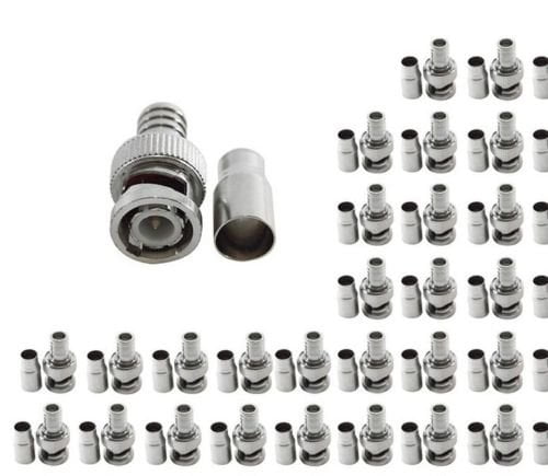 EVERTECH 20 Pcs BNC Crimp On RG59 Coax Coaxial Male Connector Adapter ...