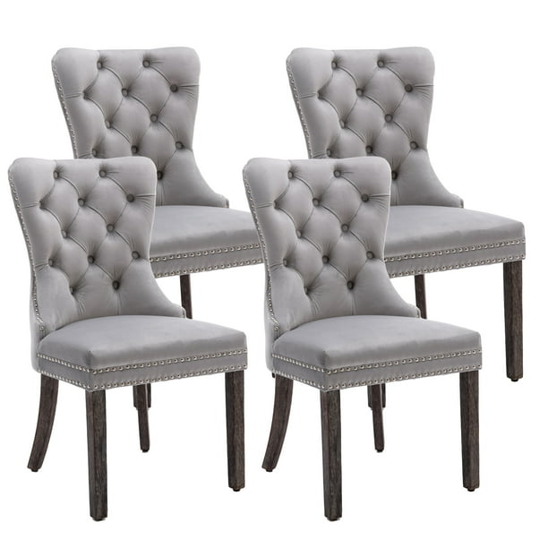 Velvet Dining Chairs Set of 4, Upholstered High-end Tufted Dining Room ...