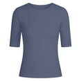 Daznico Women's Scoop Neck Mid Sleeve Slim Fit Basic T Shirt Casual ...