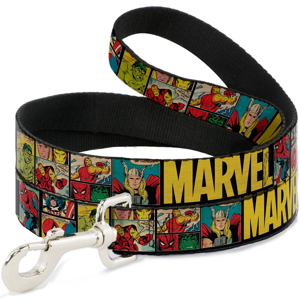 Marvel Comics Pet Leash, Dog Leash, Marvel Retro Comic Panels Black ...
