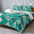 4 Piece Duvet Cover Set Twin, Turquoise Teal Marble Texture Soft ...