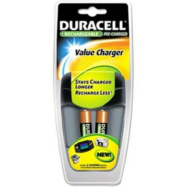 Duracell Mini Color Charger with 2 AA StayCharged Household Batteries ...