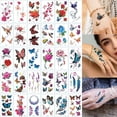 30pcs Waterproof Temporary Stickers Disposable 3D Color Butterfly Rose ...