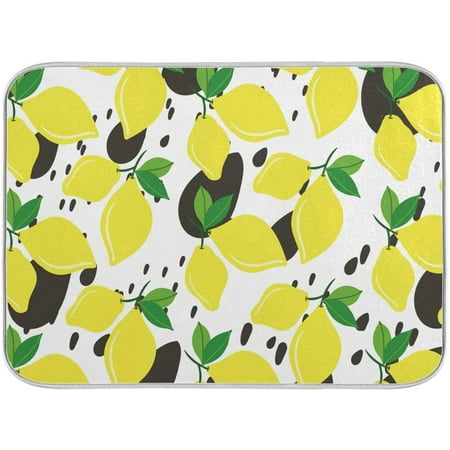 White Yellow Fruit Lemon Dish Drying Mat 16 x 18 Inch Reversible ...