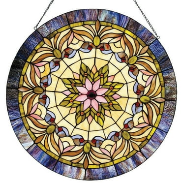 Tiffany Style Stained Glass Window Panel, Hanging Geometric Design ...