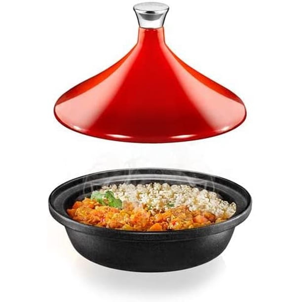 NutriChef Cast Iron Moroccan Tagine 2.75 Quart Tajine Cooking Pot with ...