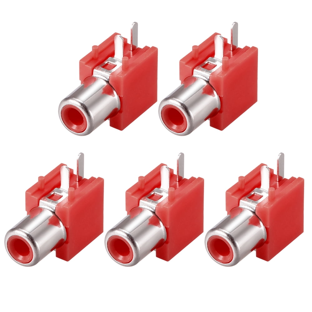 PCB Panel Mount Single RCA Socket Female Audio Video AV Connector Red ...