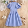 Bobifish Big Girls Dresses Shirt Collar Puff Short Sleeve Button Front ...