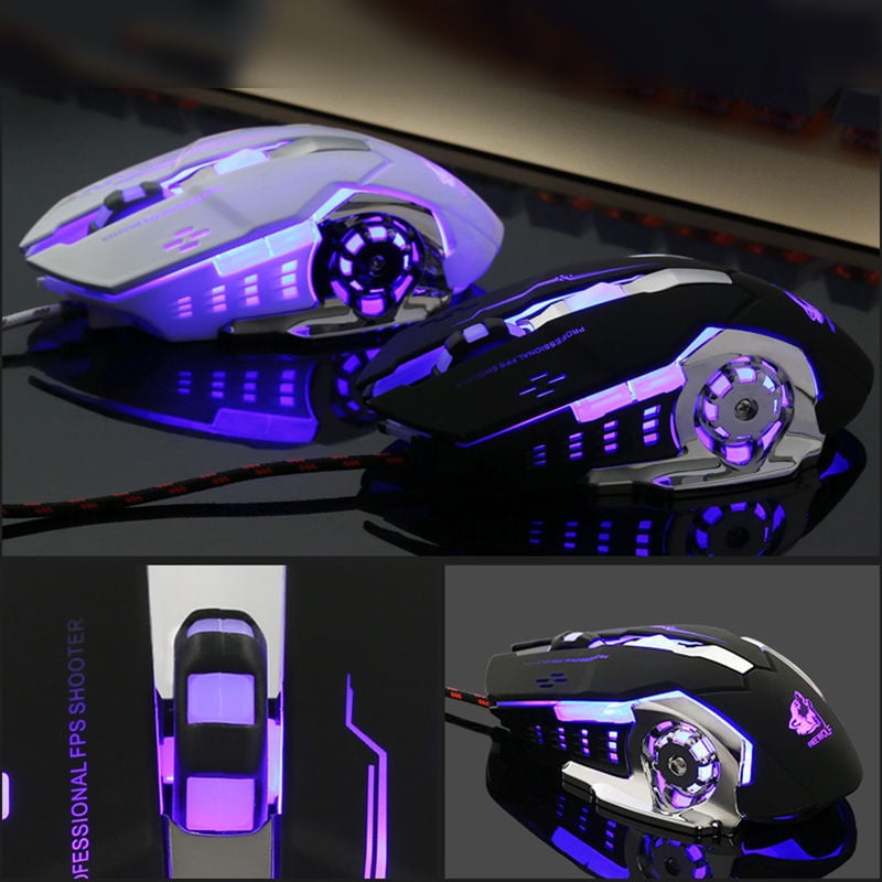 Ergonomic Pro Wired LED Light 4000DPI Optical USB Gamer Gaming Mouse ...