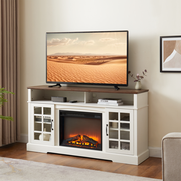 LIGHTINN Electric Fireplace with Mantel, Freestanding Heater with ...