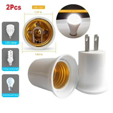 360° Rotatable E26/E27 Light Bulb Socket Adapter, 3-Prong Plug-in ...