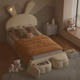 Aukfa Twin Upholstered Bed Frame with LED Light, Cartoon Bed with 2 ...